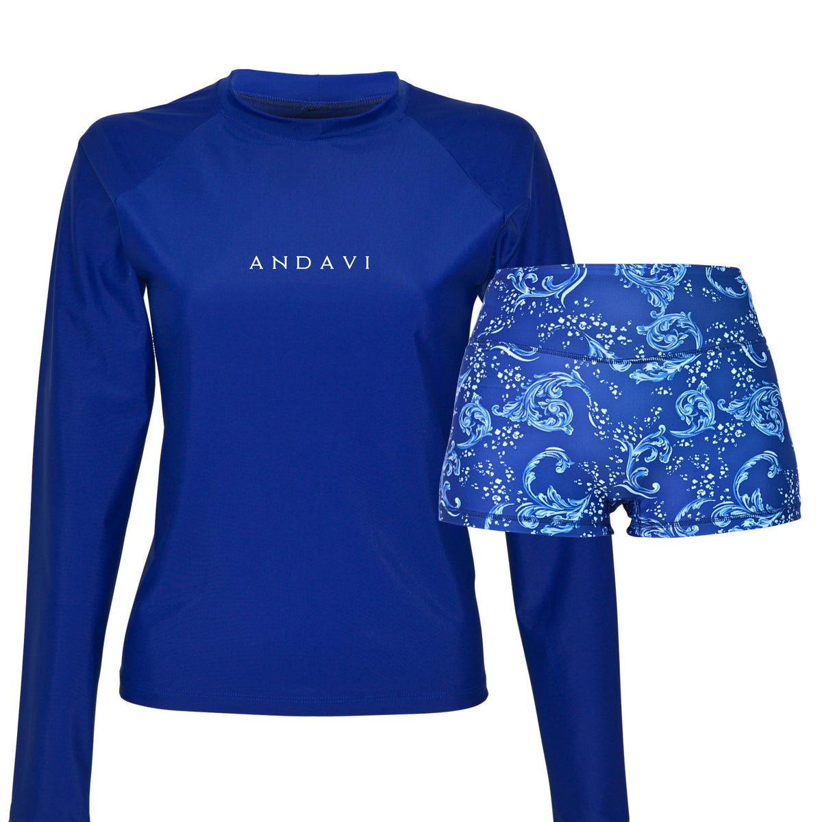 Bundle & Save - Andi Long Sleeve Active Swim T-Shirt in Deep Blue + Li ...